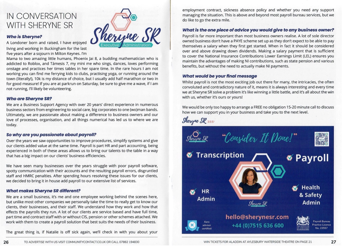 IN CONVERSATION WITH SHERYNE SR - Sheryne SR Payroll Bureau